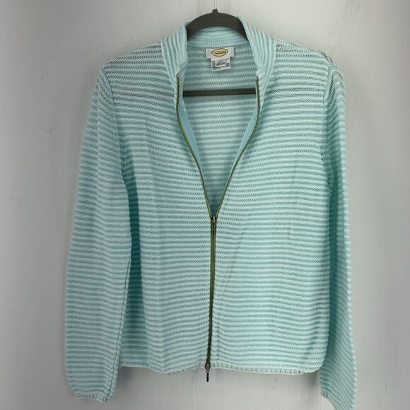 Talbots | Sweaters | Vtg Talbots Womens Large Full Zip Cardigan Stripes ...